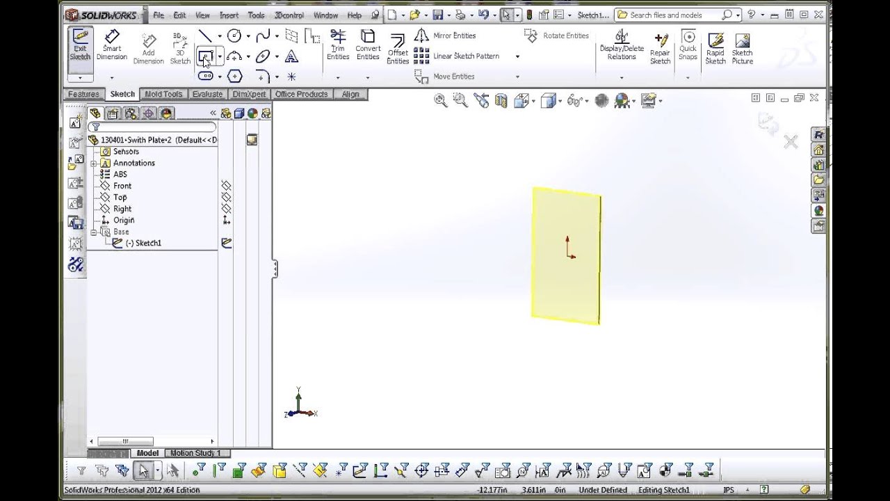 Getting Started, Switch Plate-2, Sketches, Center Rectangle ...