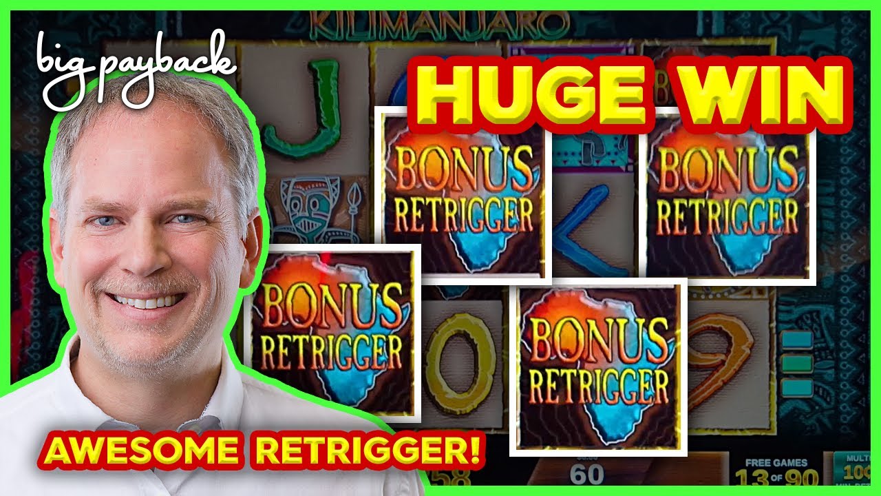 RARE RETRIGGER! Kilimanjaro Slot - HUGE WIN BONUS! - YouTube