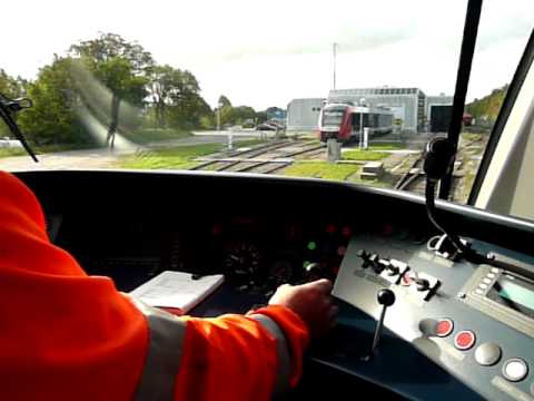 Train cockpit in Østbanen RT Lint 41 No´2034 filmed from Hårlev st to ...