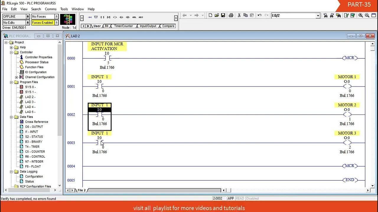 #PART35 MASTER CONTROL RESET MCR Program Control in RSLogix 500 Software #ALLENBRADLEY #PLC 2 ...