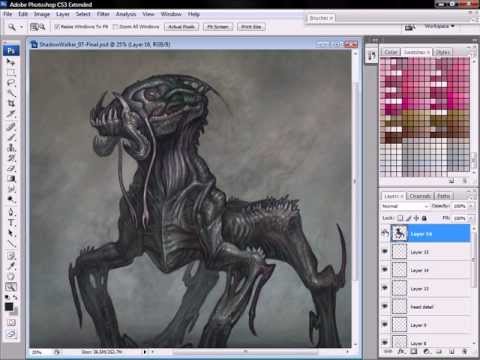 Shadow Walker Creature 01 Digital Painting by Mike Corriero - YouTube