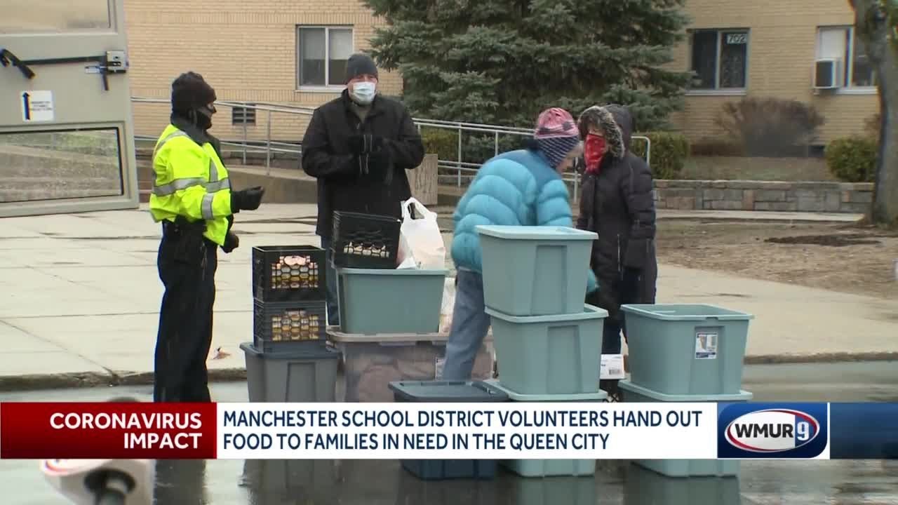 Manchester school volunteers help deliver food to families - YouTube