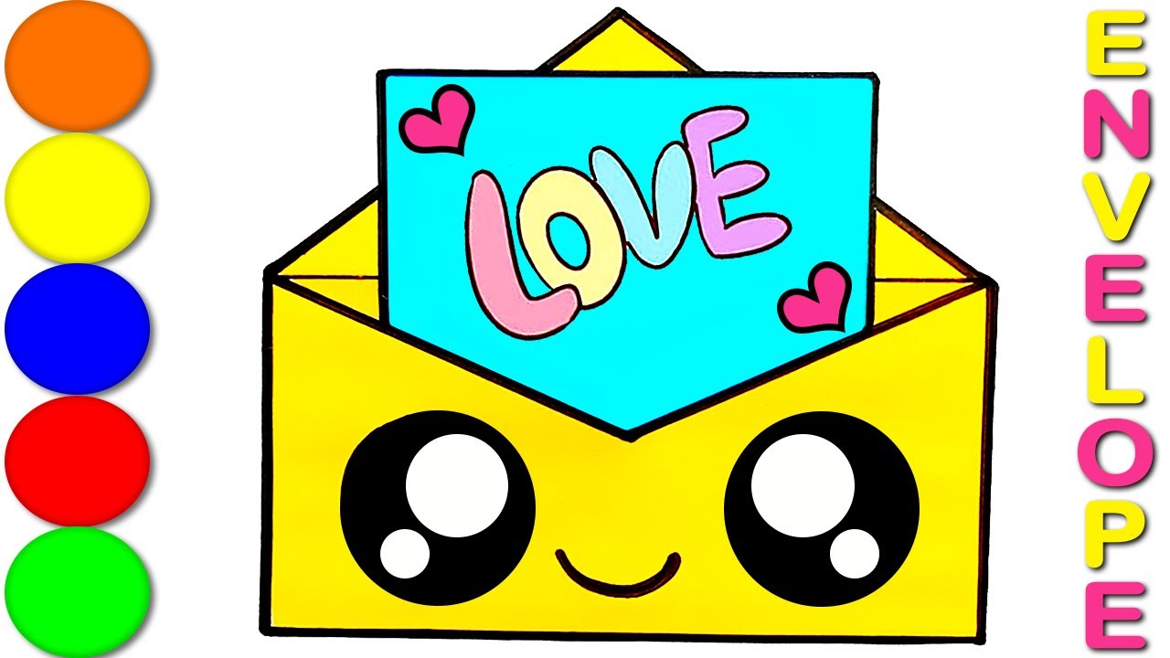 How To Draw A Cute Love Envelop Step By Step | Easy Drawing Tutorial ...