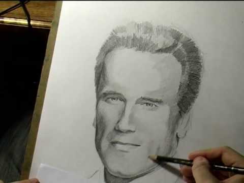 Terminator is coming back (Schwarzenegger`s speed-drawing portrait ...