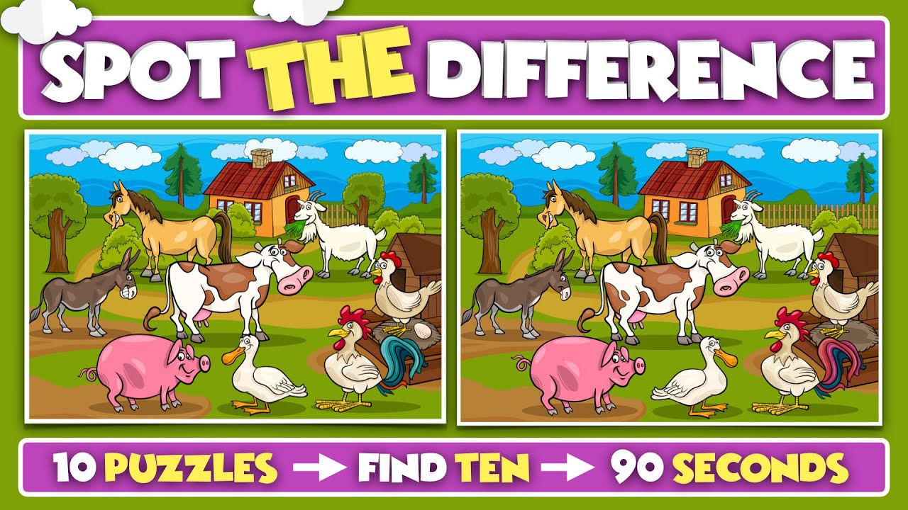 Spot the Difference, Can You Find The Difference, 10 Puzzles, 10 ...