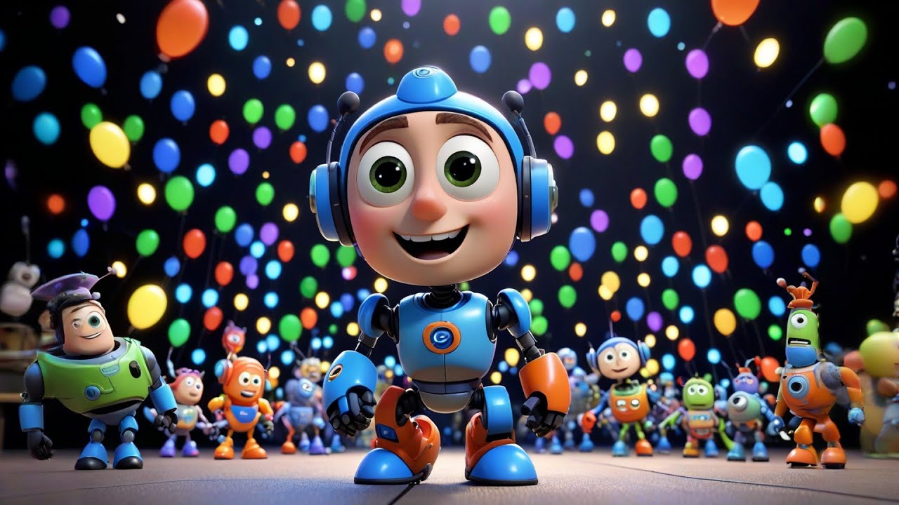 Five Little Robots Learn to Sing | Robot Song for Kids | Educational ...