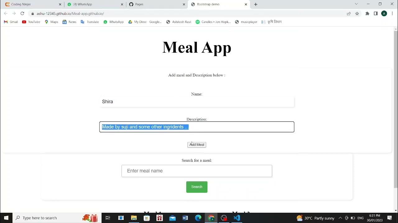 Meal App Coding Ninjas Skill Test For Frontend Youtube