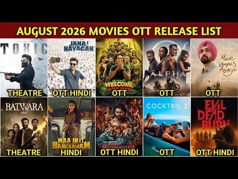 August 2026 OTT Movies & Web Series Release Update Full List | Netflix, Prime Video, Zee5 Jiohotstar