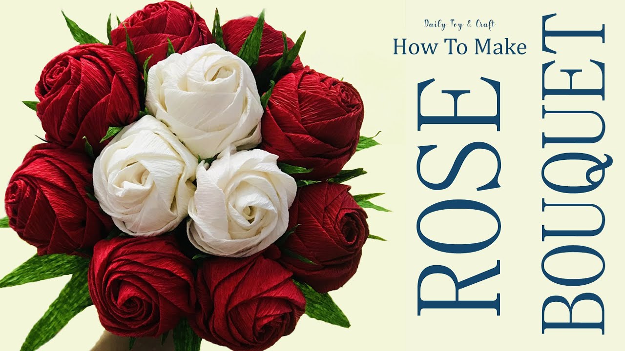 How To Make Rose Paper Flower | Rose Bouquet | Paper Flower | Daily Toy ...