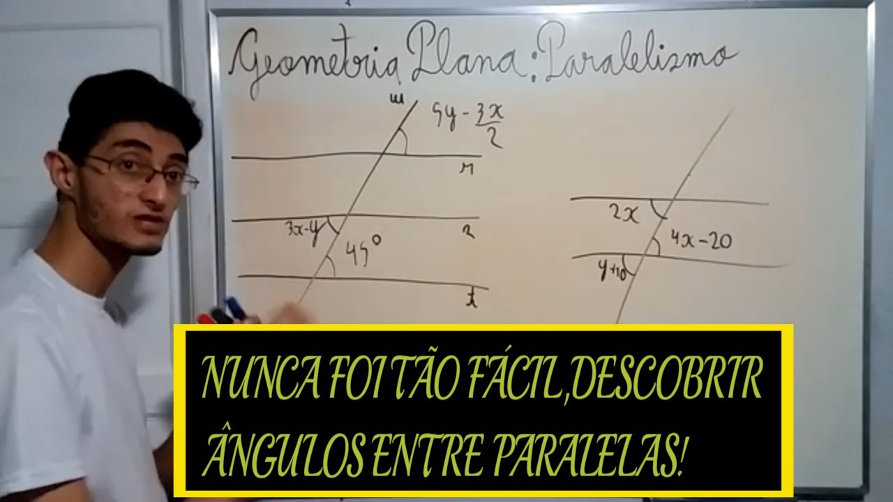 Como encontrar o ângulo de uma reta transversal cortada por paralelas ...
