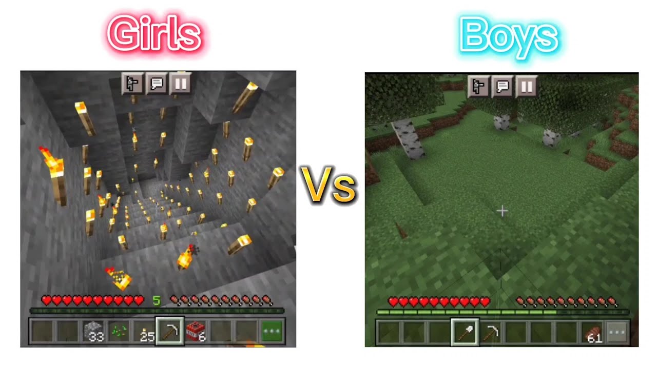 Minecraft: mining girls vs boys - YouTube