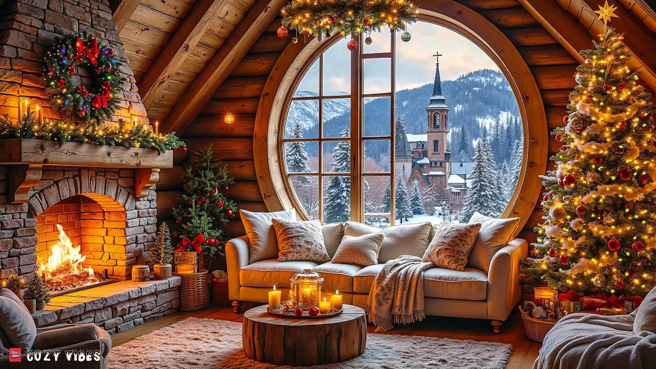 Christmas Relaxing Music Ambience 🔥 Cozy Christmas Fireplace with ...