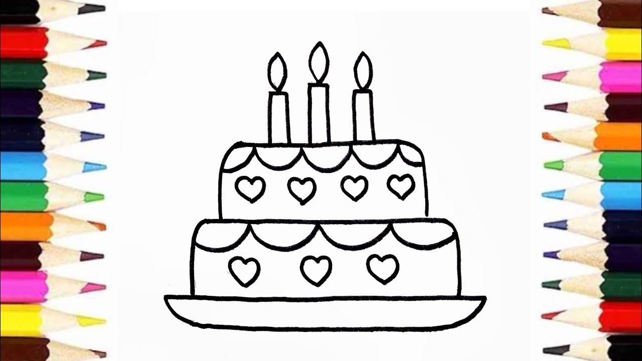How to draw a birthday cake easy step by step || Cake drawing easy for ...