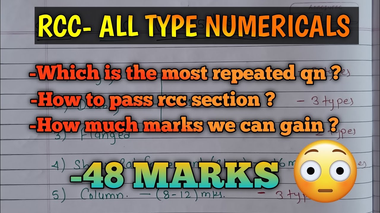 RCC SECTION - ALL NUMERICAL PATTERN ️ | CTEVT | STRUCTURAL DESIGN AND ...