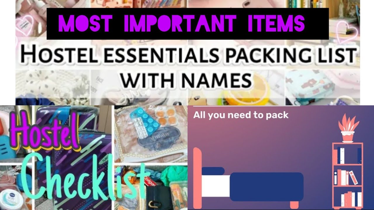 HOSTEL ESSENTIAL PACKING LIST WITH NAMES MOST IMPORTANT ITEMS 🎮🔌⏲️ ...