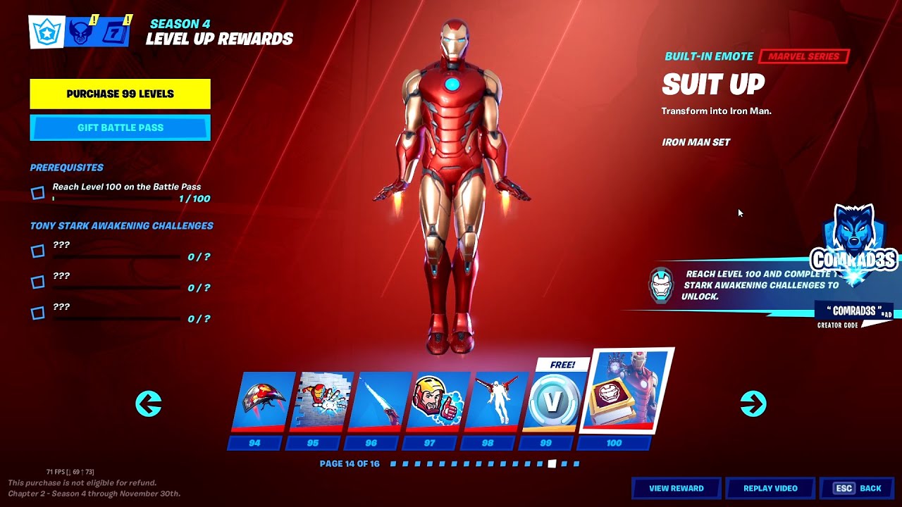 Fortnite Chapter 2 Season 4 Marvel Battle Pass Overview / In-depth Look ...