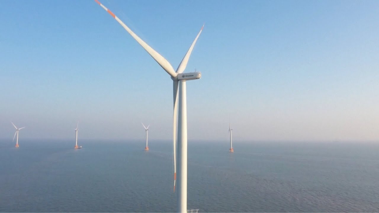 Large-scale offshore wind farm put into operation in E China - YouTube