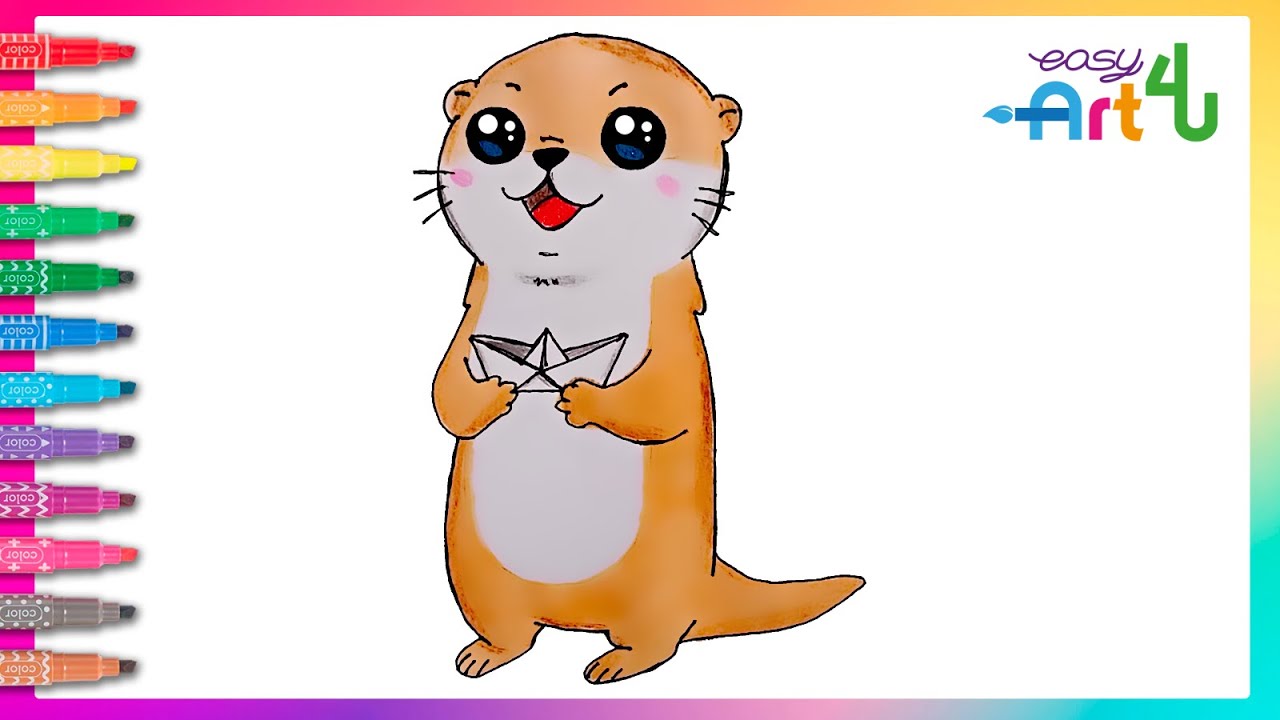HOW TO DRAW AN OTTER EASY - Step by step drawing tutorial - YouTube