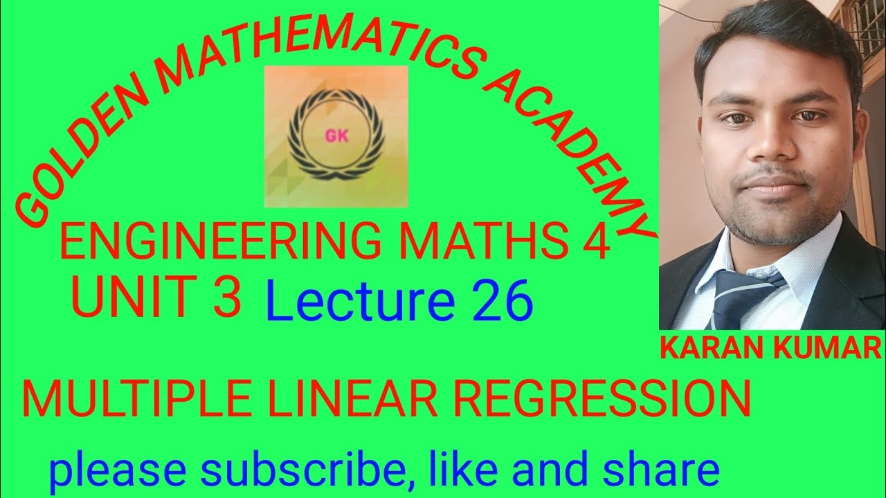 Engineering maths 4//Multiple linear regression - YouTube