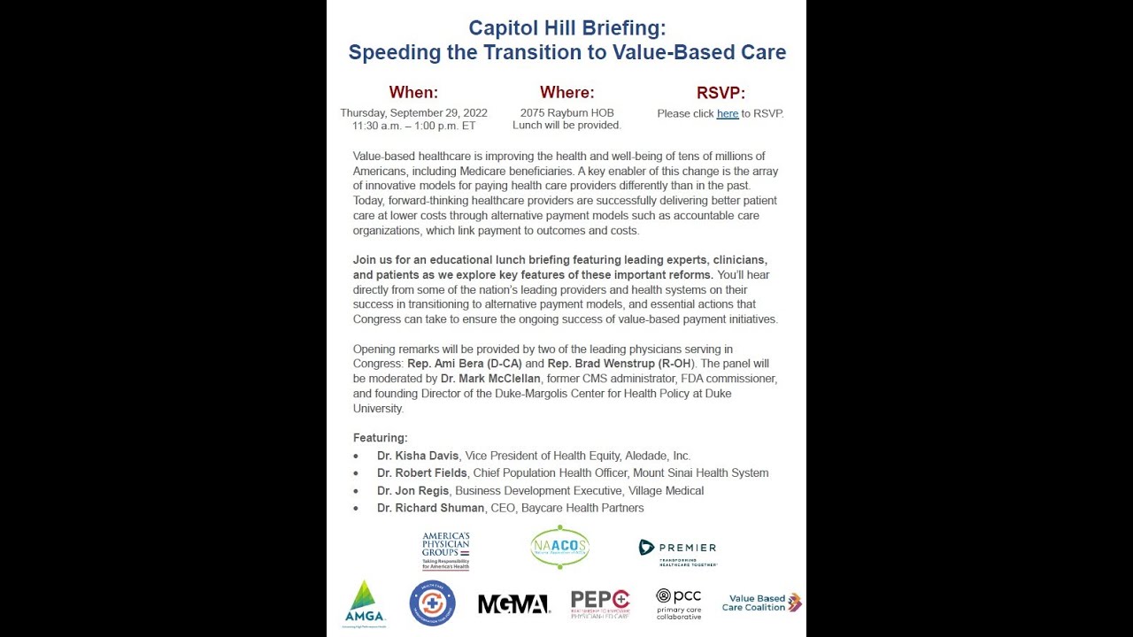 Capitol Hill Briefing: Speeding the Transition to Value-Based Care ...