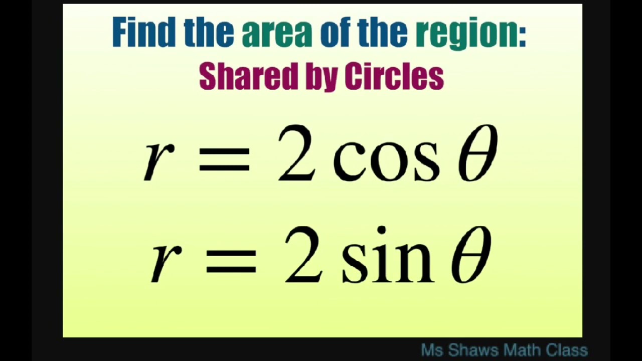 Find The Area Of Region Shared By Circles R 2 Cos Theta And R 2 Sin
