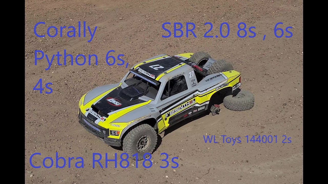 SBR 2.0, Corally Python 6s, Cobra Rh 818 3s Wltoys 144001 2s - YouTube