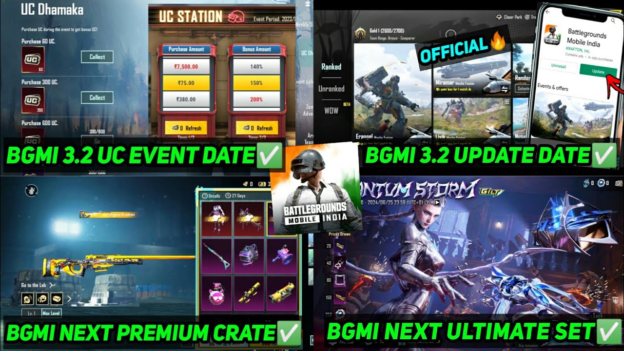 BGMI NEW UC EVENT/ BGMI NEW UPDATE 3.2 RELEASE DATE/ NEXT PREMIUM CRATE ...