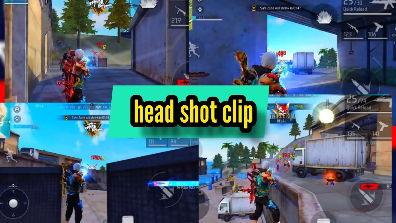head shot clips free fire game play - YouTube