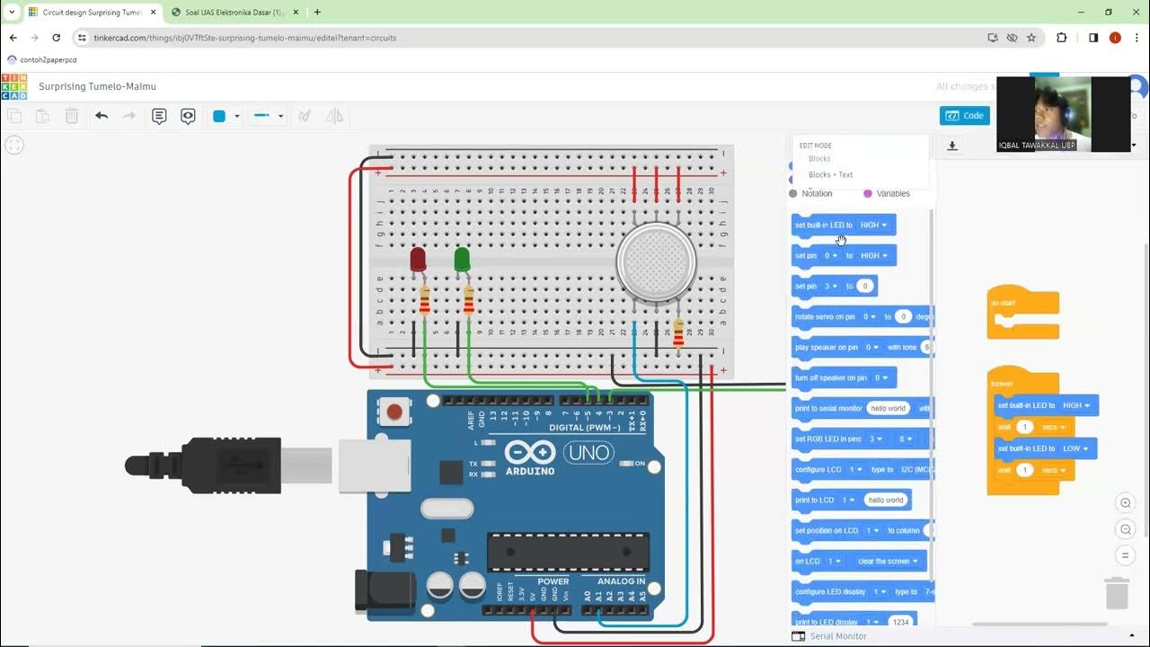 RANGKAIAN KOMPONEN ARDUINO SENSOR GAS MENGGUNAKAN TINKERCAD - YouTube