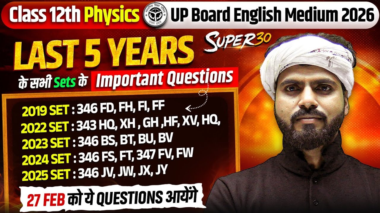 Class 12th Physics | Last 5 Years Sets - Most Important Question ...