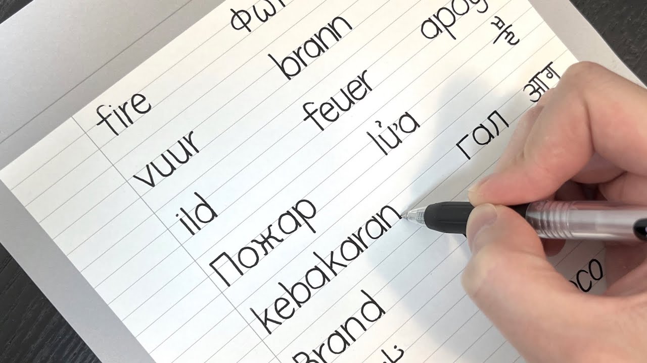 How to write "fire" in 30 different languagesㅣhandwritingㅣlanguage ...