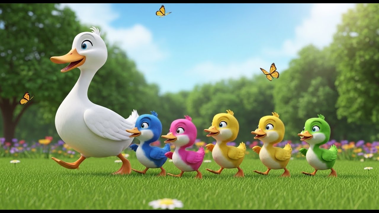 5 Little Ducks Nursery Song | Cheerful 3D Animation Designed for ...