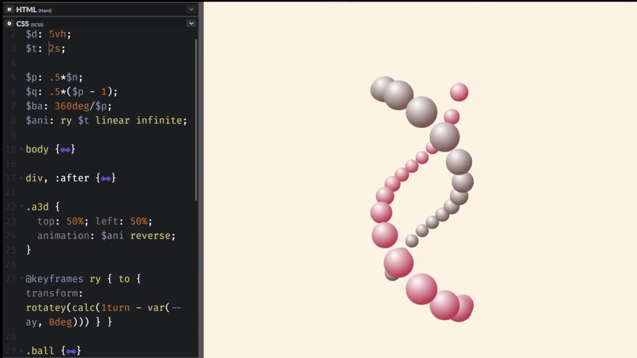 Double ball helix with CSS variables - YouTube