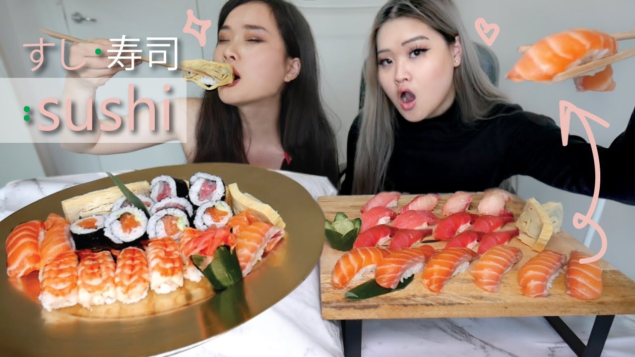 GIANT SUSHI PLATTER X 2 MUKBANG | Giveaway Japanese Eating Show - YouTube