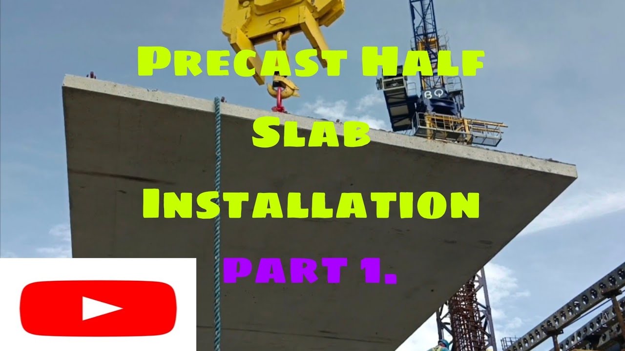 Actual steps of precast halfslab installation in construction site ...