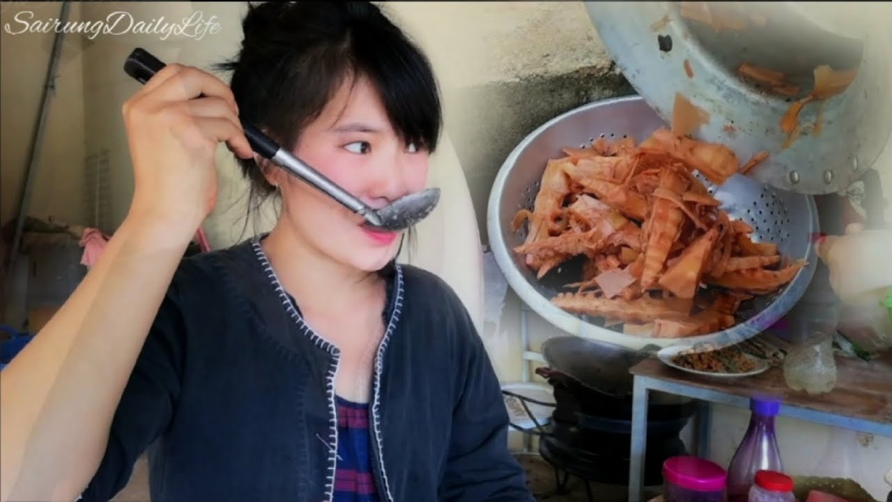 ทำหน่อไม้แดงข้าวโจ๊กหน่อไม้Make red bamboo shoots bamboo shoot porridge ...