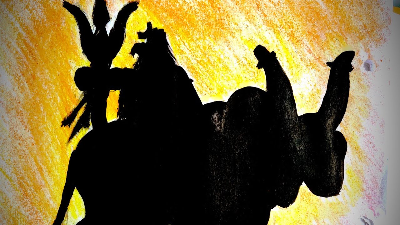 how to draw Mahadev with Nandi - YouTube