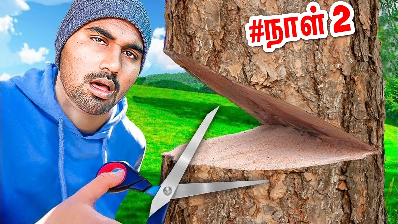 Cutting Tree With Scissor, we did it? வேற லெவல் சவால்கள்! - YouTube