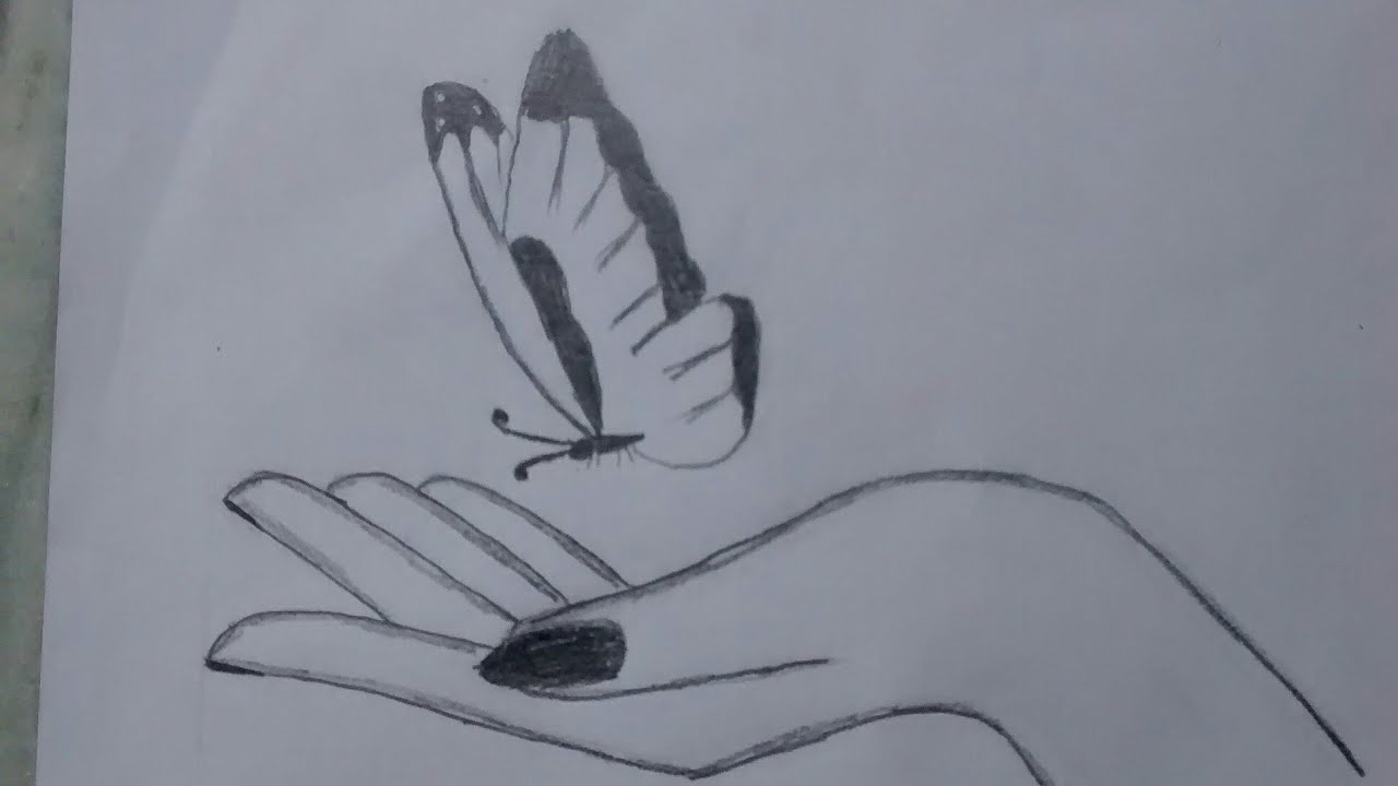 How to draw butterfly in hand. - YouTube
