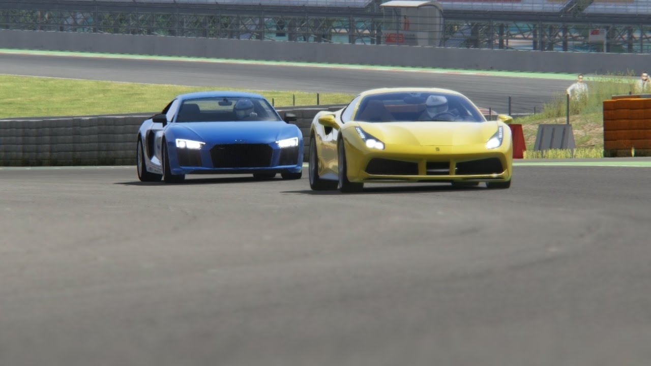 Battle 2016 Audi R8 Plus vs Ferrari 488 GTB Racing at Barcelona ...