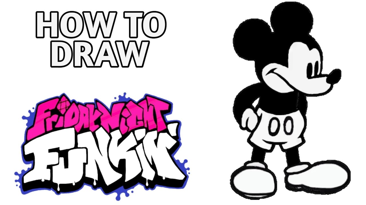 How To Draw Mickey Mouse Friday Night Funkin' Step by Step - YouTube