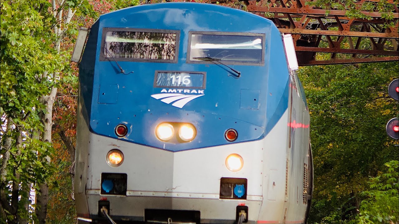 Amtrak Downeaster P42 116 leading at Central Ave Dover NH 10/8/2023 ...