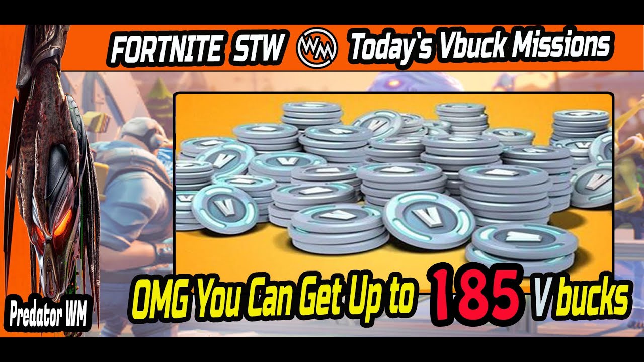FORTNITE Vbucks Missions / Get Up To 185 Vbucks Today / 3 Vbucks ...