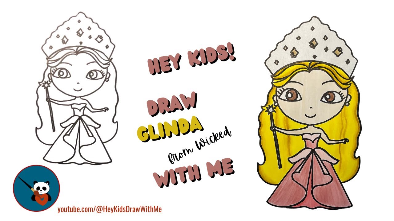 Hey Kids, Draw Glinda, from Wicked, With Me | Easy Step-by-Step ...