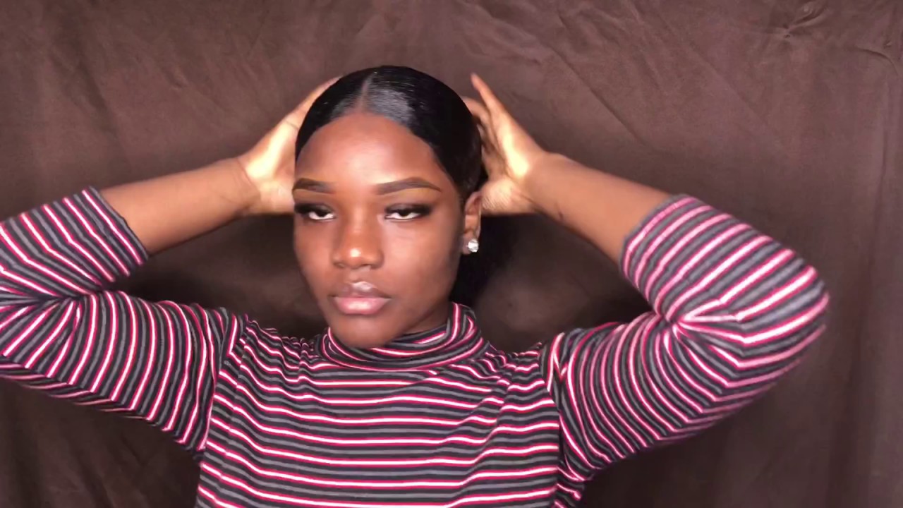 Sleek Middle Part Low Puff With Natural Hair - YouTube