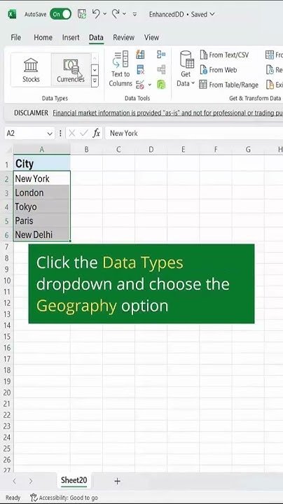 How to Get Geographical Data in Excel - YouTube