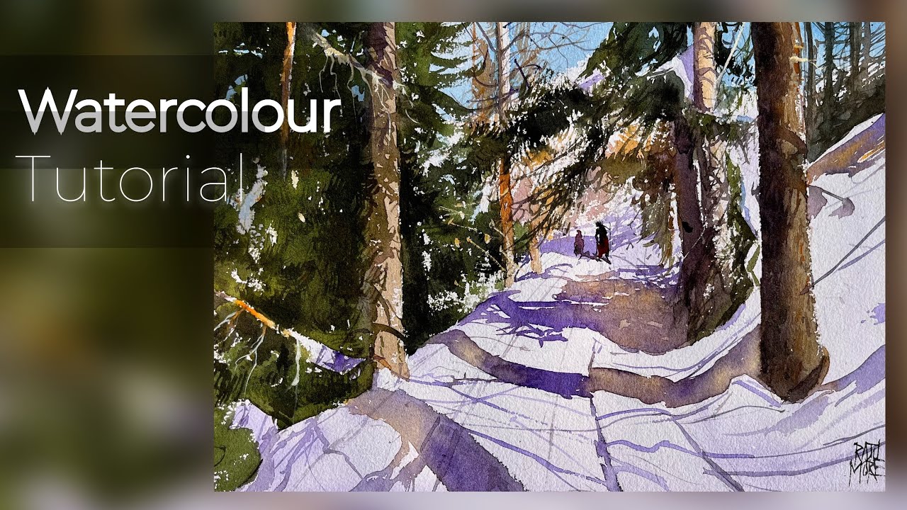 Watercolor Landscape Painting: A Winter Scene Tutorial I Watercolor ...