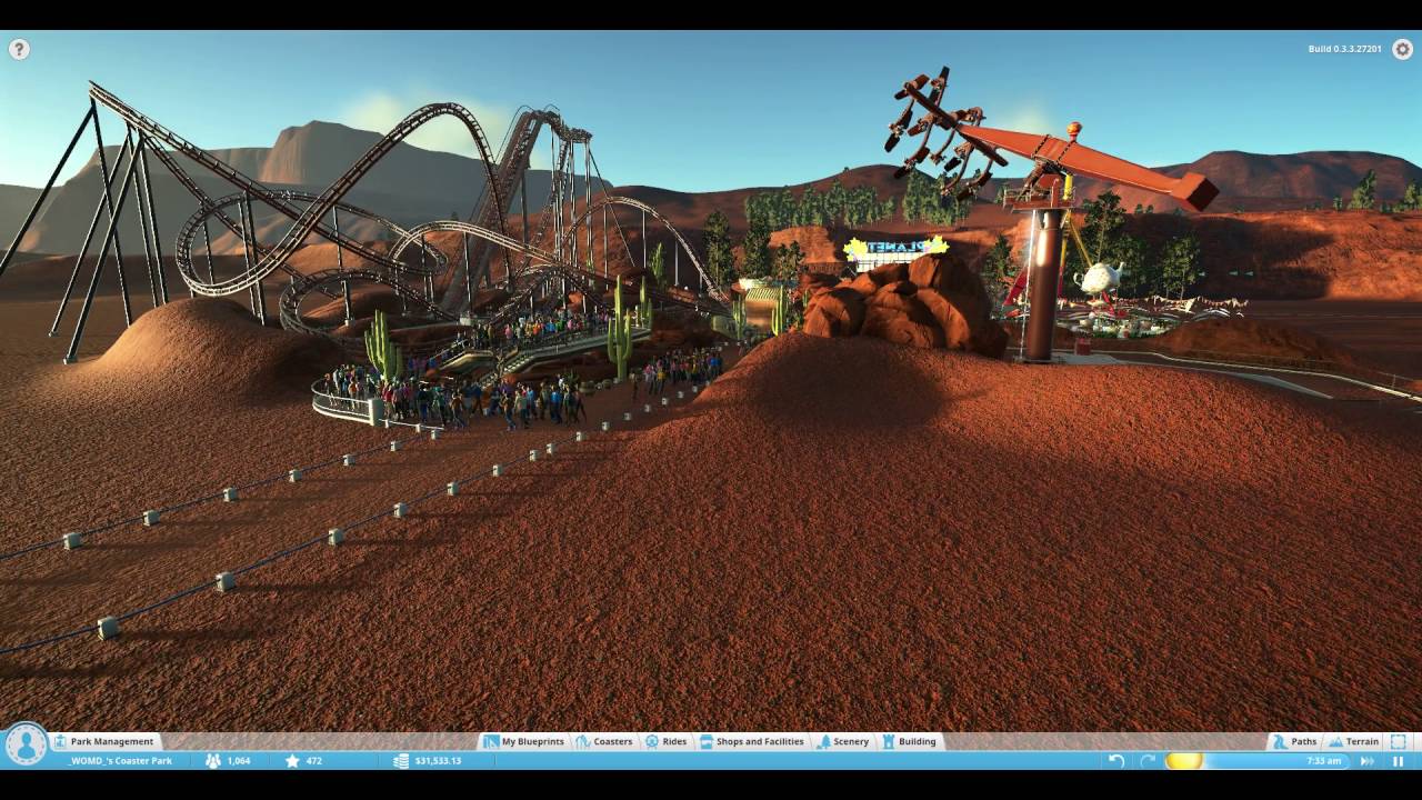 Planet coaster desert theme park - YouTube