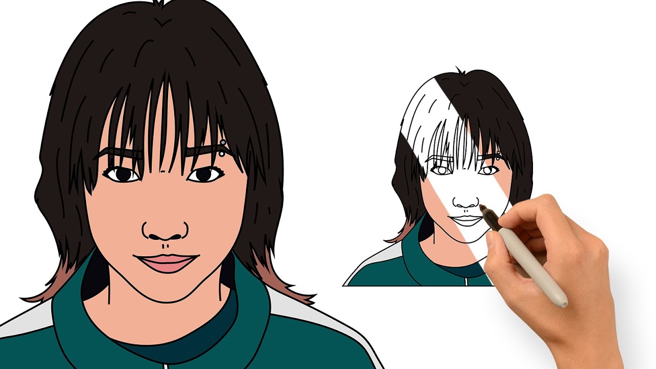 Drawing Player 222 Jun-Hee | Squid Game Character Sharpie Art Tutorial ...