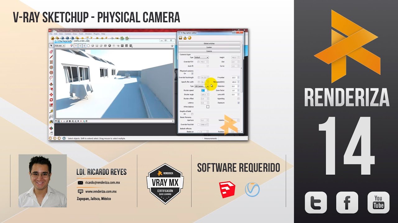 Shutter speed de Vray physical camara en sketchup - YouTube